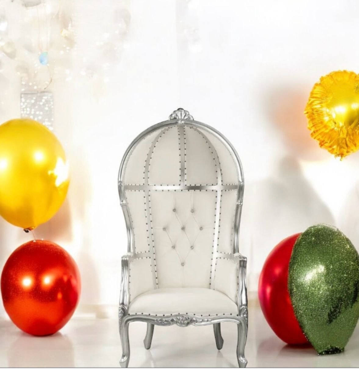 Royal Canopy Throne Chair Silver