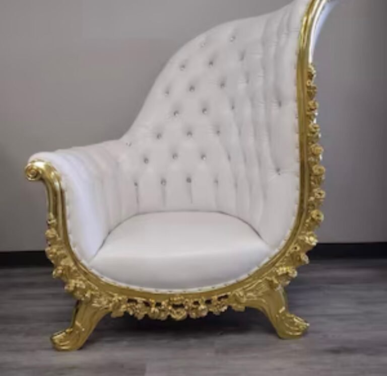 French Style Royal Throne Chair (Gold trim) Rental